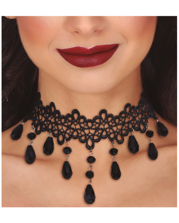 Gothic Baroque Necklace With Black Gemstones ★ | Horror-Shop.com