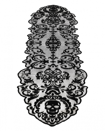 Gothic Skull With Lace Table Runner 180cm for Halloween | Horror-Shop.com