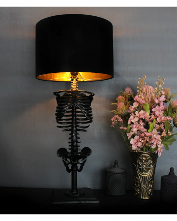 Black Skeleton Torso Lamp With Lampshade ★ | Horror-Shop.com