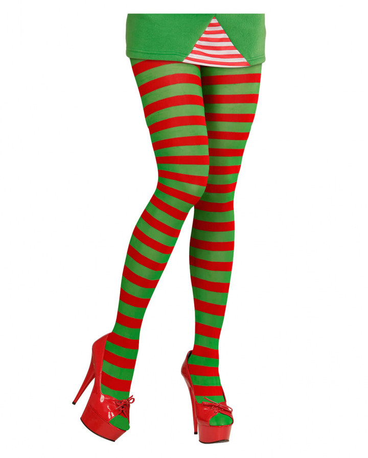 Christmas Elf Tights Green/red | xmas stockings | Horror-Shop.com