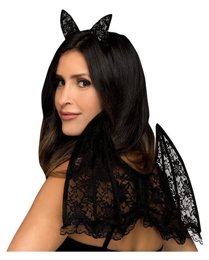 Lacy Bat Costume Accessory Set 3pcs. ★ Buy | Horror-Shop.com