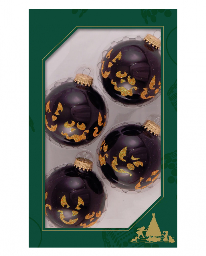 Glitter Scary Faces Halloween Christmas Balls Ø6,5cm 4 Pieces ...