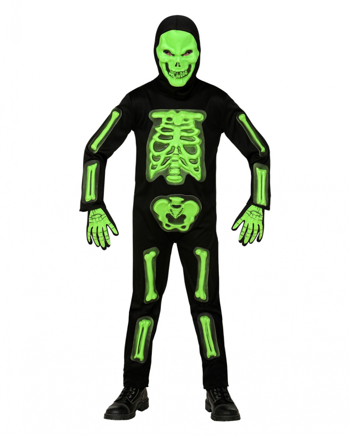 Glow In The Dark Neon Skeleton 3D Kids Costume for 🎃 | Horror-Shop.com