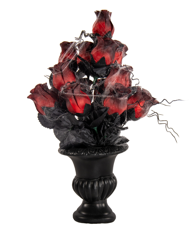 Gothic Vase With Red Faded Roses & Cobwebs ★ | Horror-Shop.com