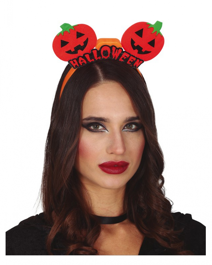 Halloween Pumpkin Headband With LED Costume jewellery | Horror-Shop.com