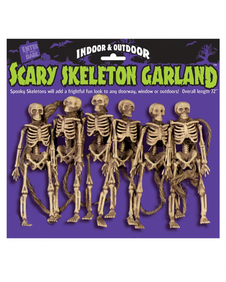 Scary Skeleton Garland 182cm | Halloween garland with skeleton motif ...