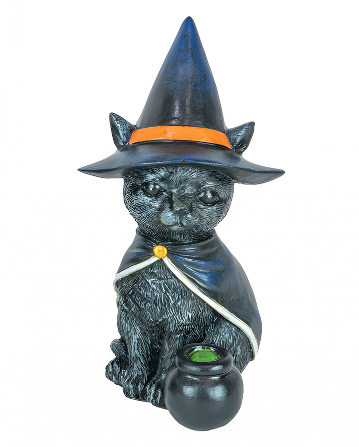 Witch Cat With Cauldron Figure 15cm From polyresin | Horror-Shop.com