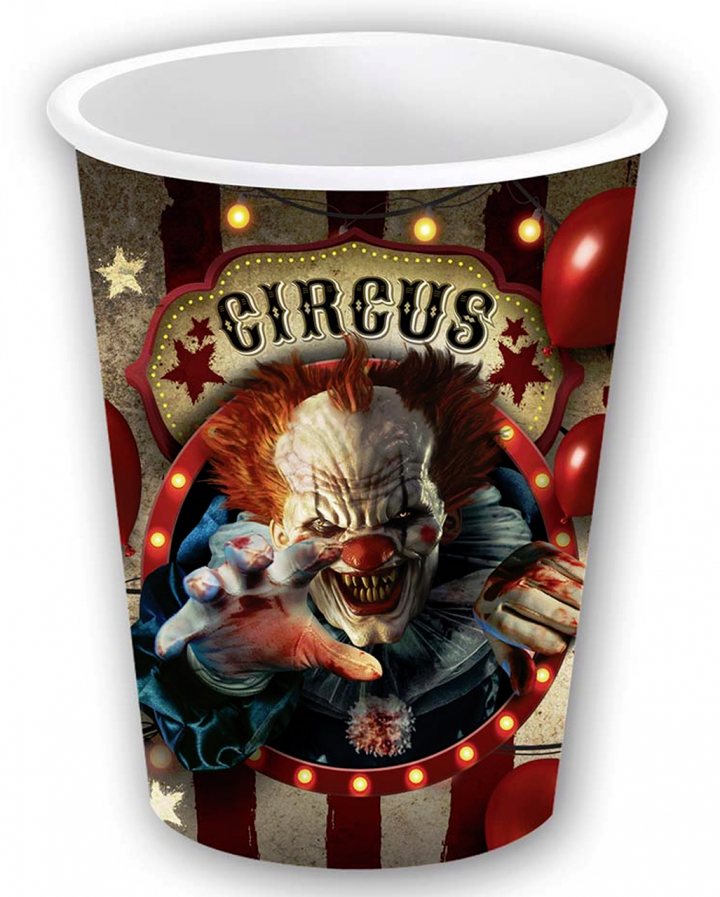 Horror Clown Circus Paper Cups Small 6 Pcs. for Halloween | Horror-Shop.com