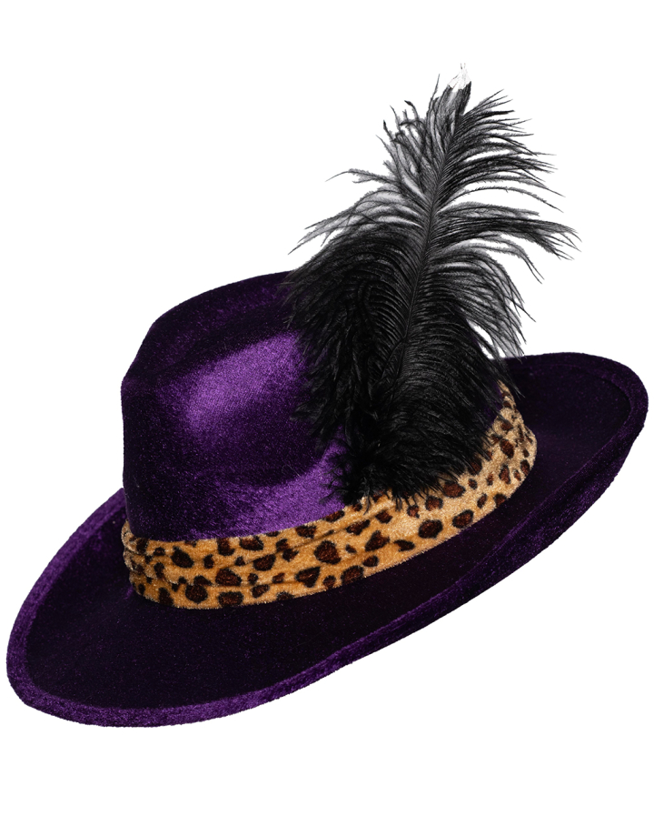 Pimp Hat With Feather as a costume accessory for carnival | Horror-Shop.com