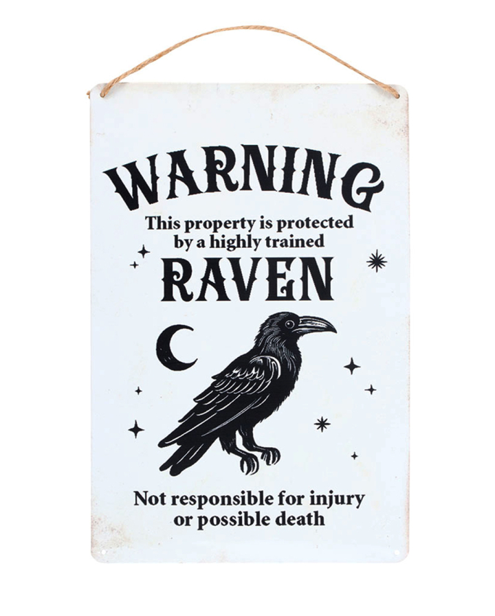 "Protected By A Raven" Metal Sign 30x20cm Gothic decoration | Horror ...