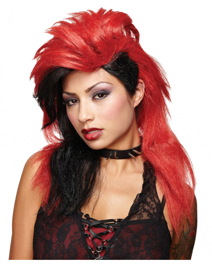 Punk Rock Wig Red-black for carnival | Horror-Shop.com