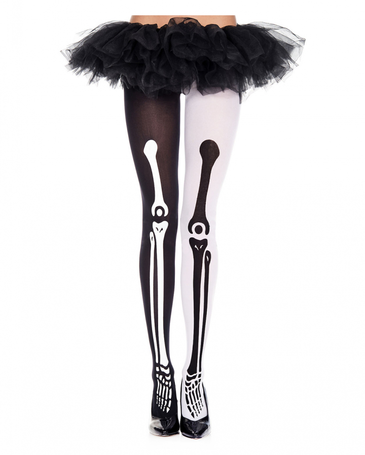 Schwarz-Weiße Skelett Strumpfhose als Kostümzubehör | Horror-Shop.com
