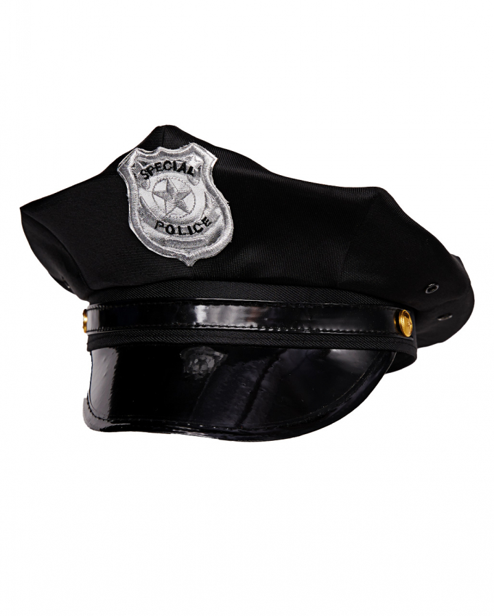 Black Police Cap Special Police till | Horror-Shop.com