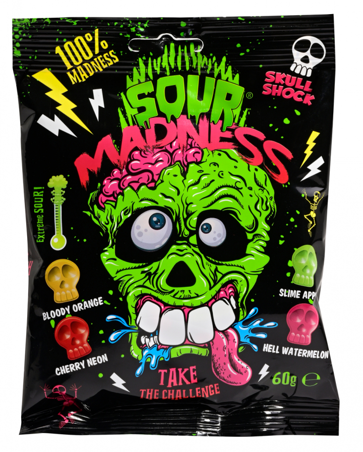 Sour Madness Skull Candy Mix 60g for Halloween | Horror-Shop.com