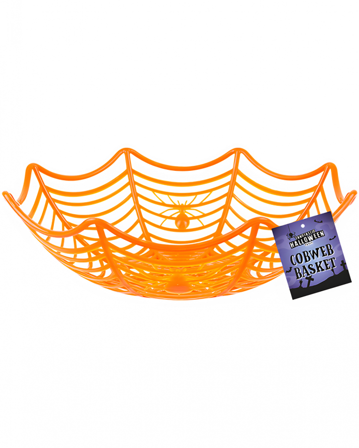 Cobweb Party Bowl Orange 25cm for trick or treat | Horror-Shop.com