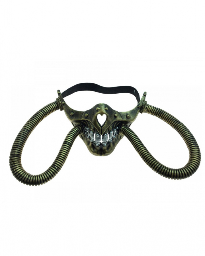 Steampunk Skull Half Mask With Hose ★ | Horror-Shop.com