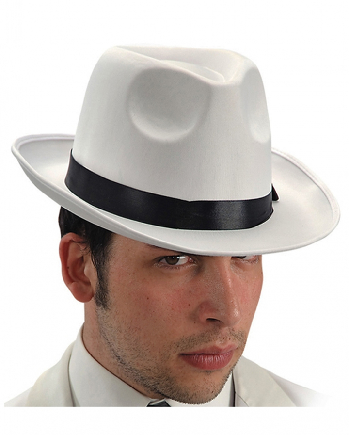Mafia Hat White Al Capone & Gangster Hat | horror-shop.com