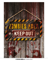 Zombie Area Wooden Warning Sign 20x35cm for Halloween | Horror-Shop.com