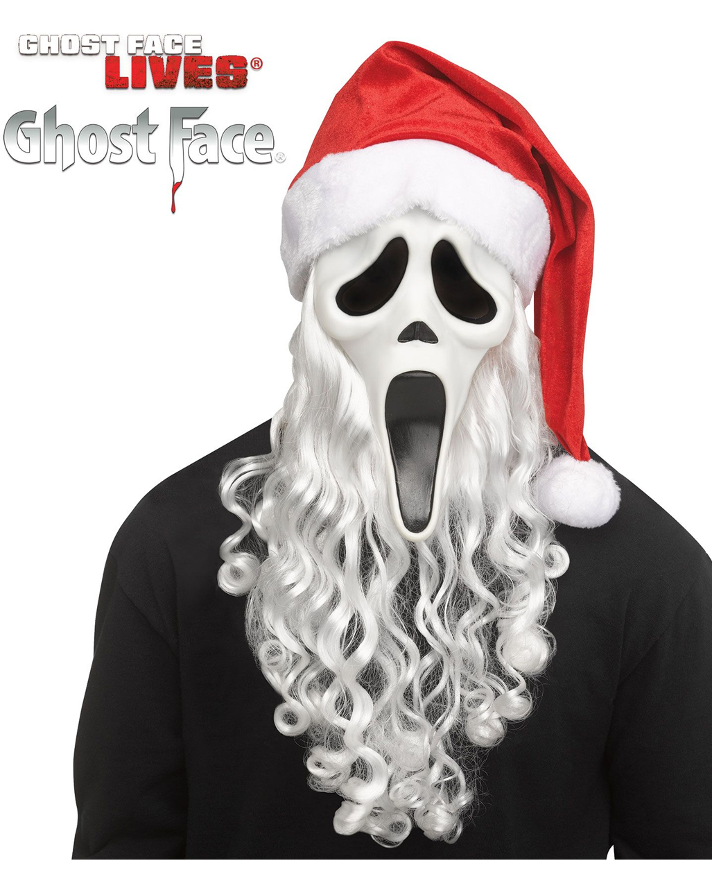 Ghost Face Santa Mask as a costume accessory | Horror-Shop.com