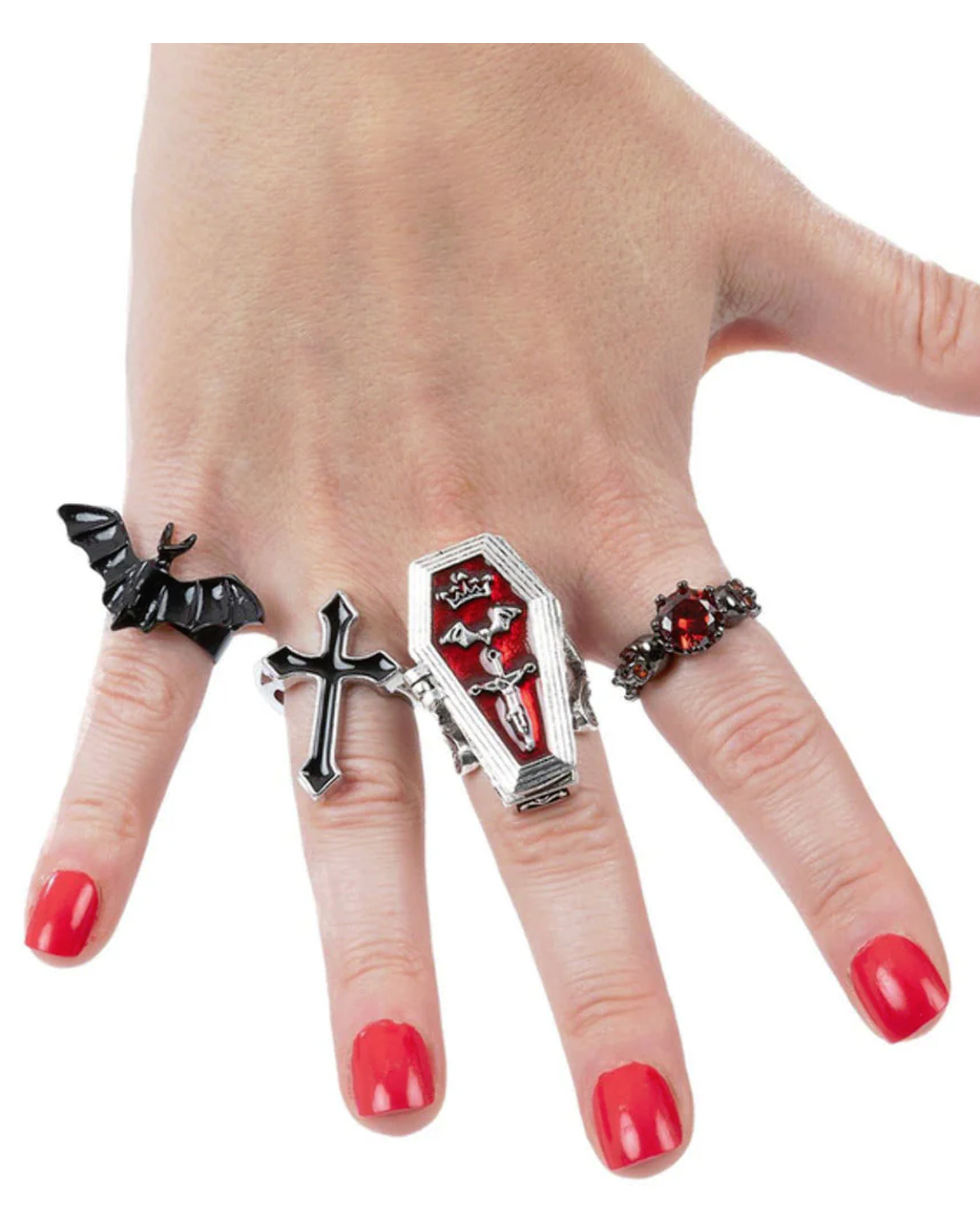 Gothic Vampire Rings 4 Pcs. as a Halloween costume accessory | Horror ...