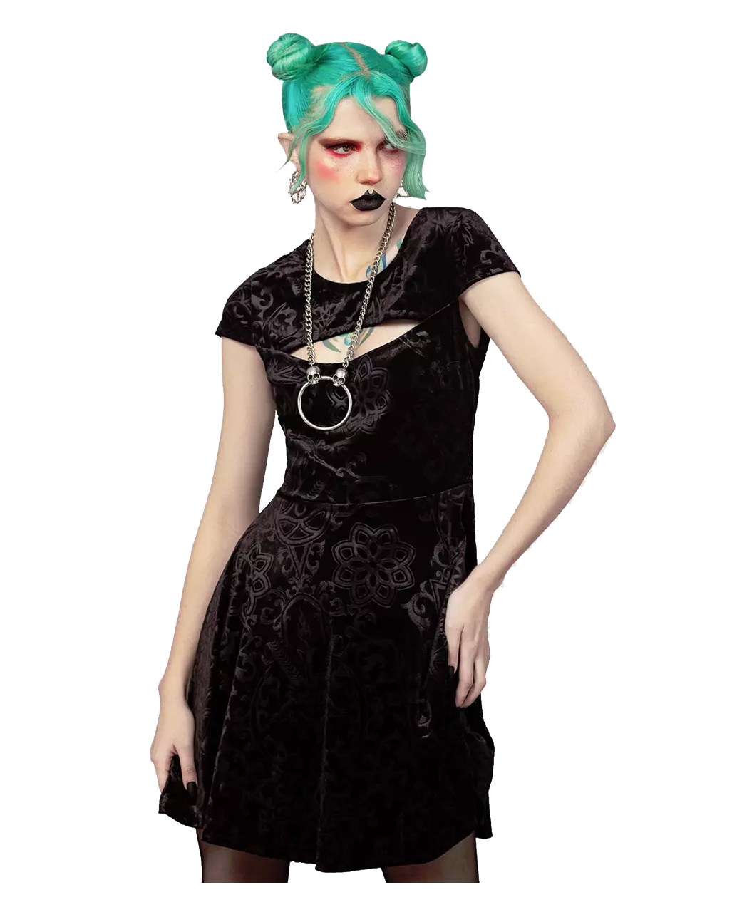 KILLSTAR Blasphemia Keyhole Skater Dress ★ Gothic dress | Horror-Shop.com