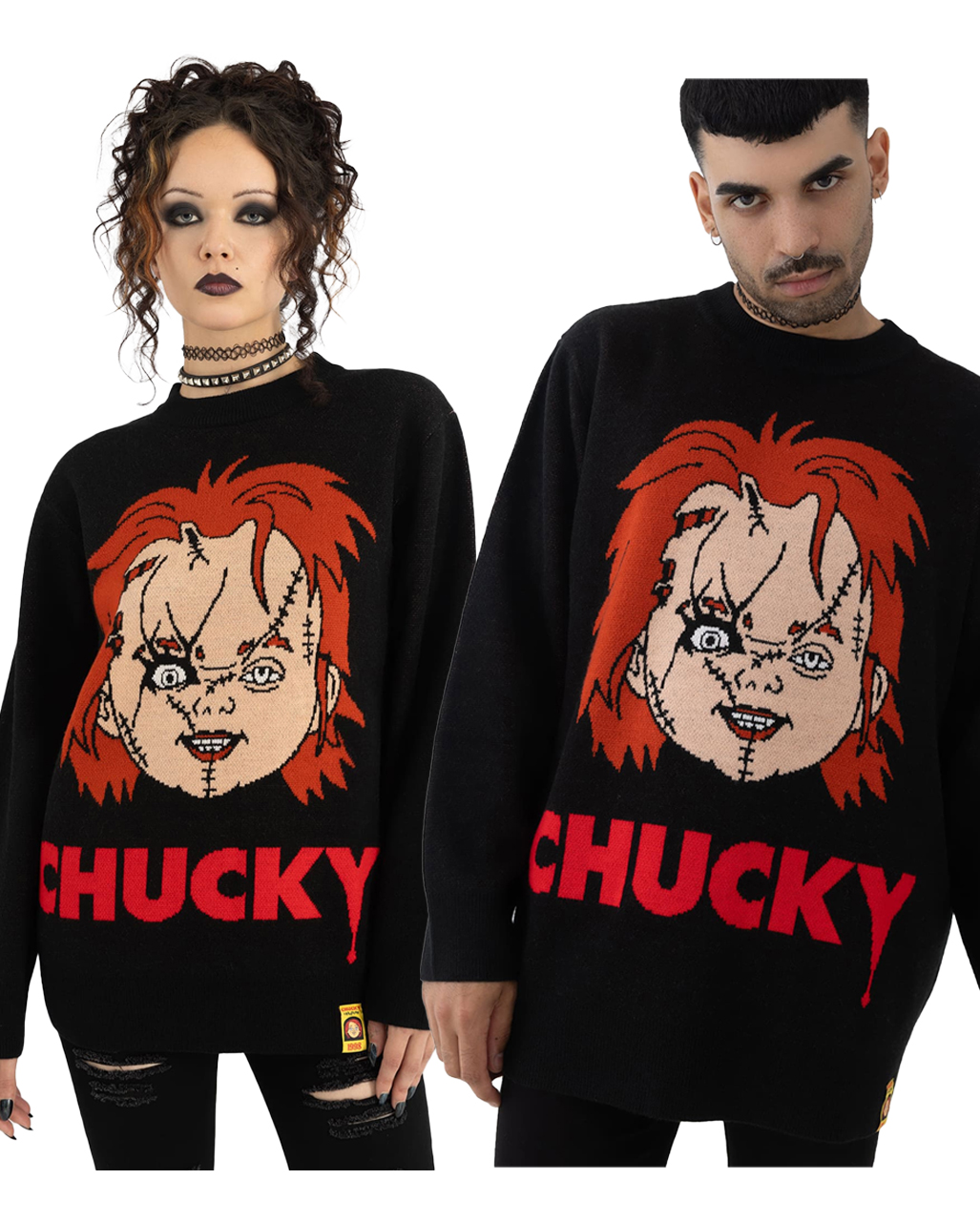 KILLSTAR I Like To Be Hugged Knit Sweater for Chucky fans | Horror-Shop.com
