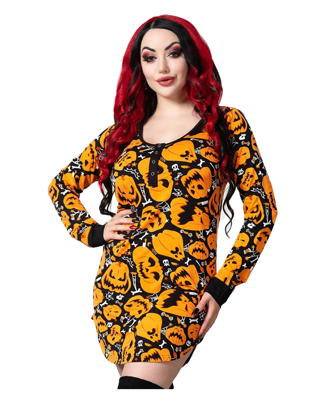 KILLSTAR Night Harvest Henley Dress | Pumpkin dress | Horror-Shop.com
