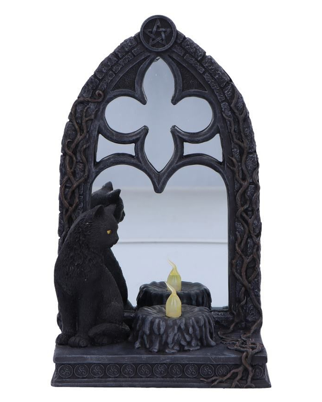 Magic Mirror With Cat & Candle 21cm ★ Gothic decoration | Horror-Shop.com