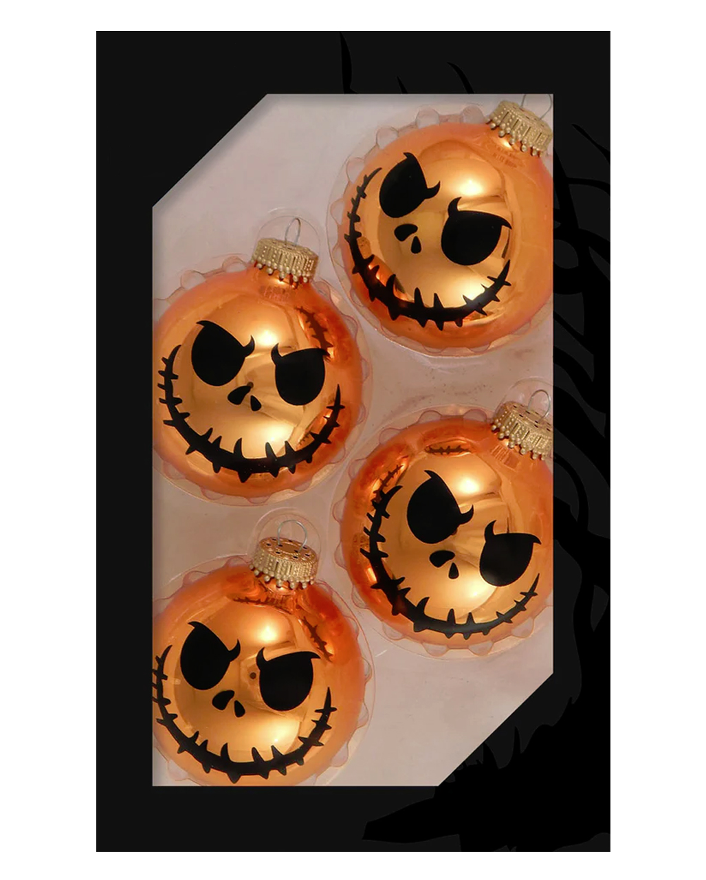 Scary Pumpkin Halloween Christmas Balls Ø6,5cm 4 Pieces ★ | Horror-Shop.com