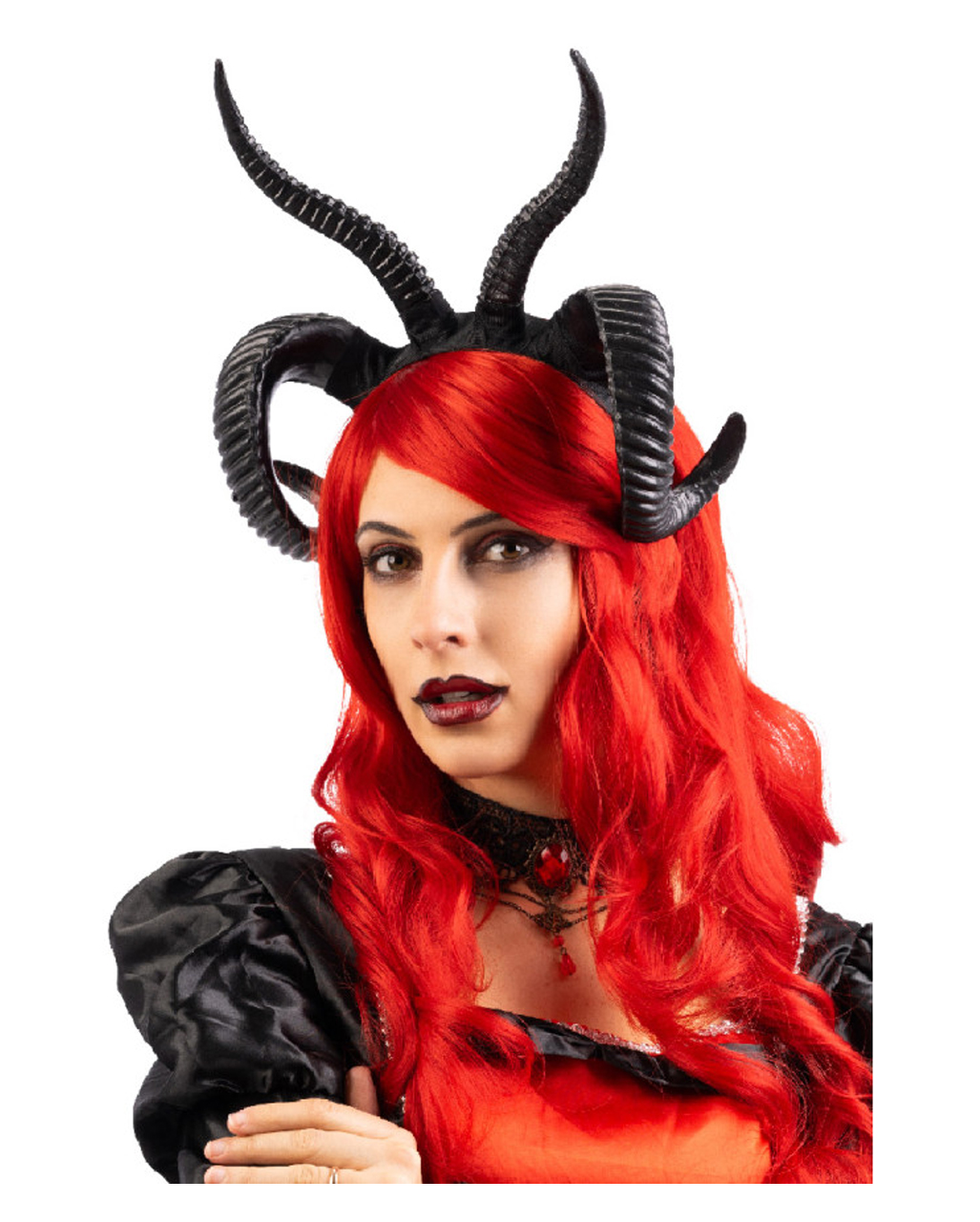 Black Demon Horns Hairband for Halloween | Horror-Shop.com