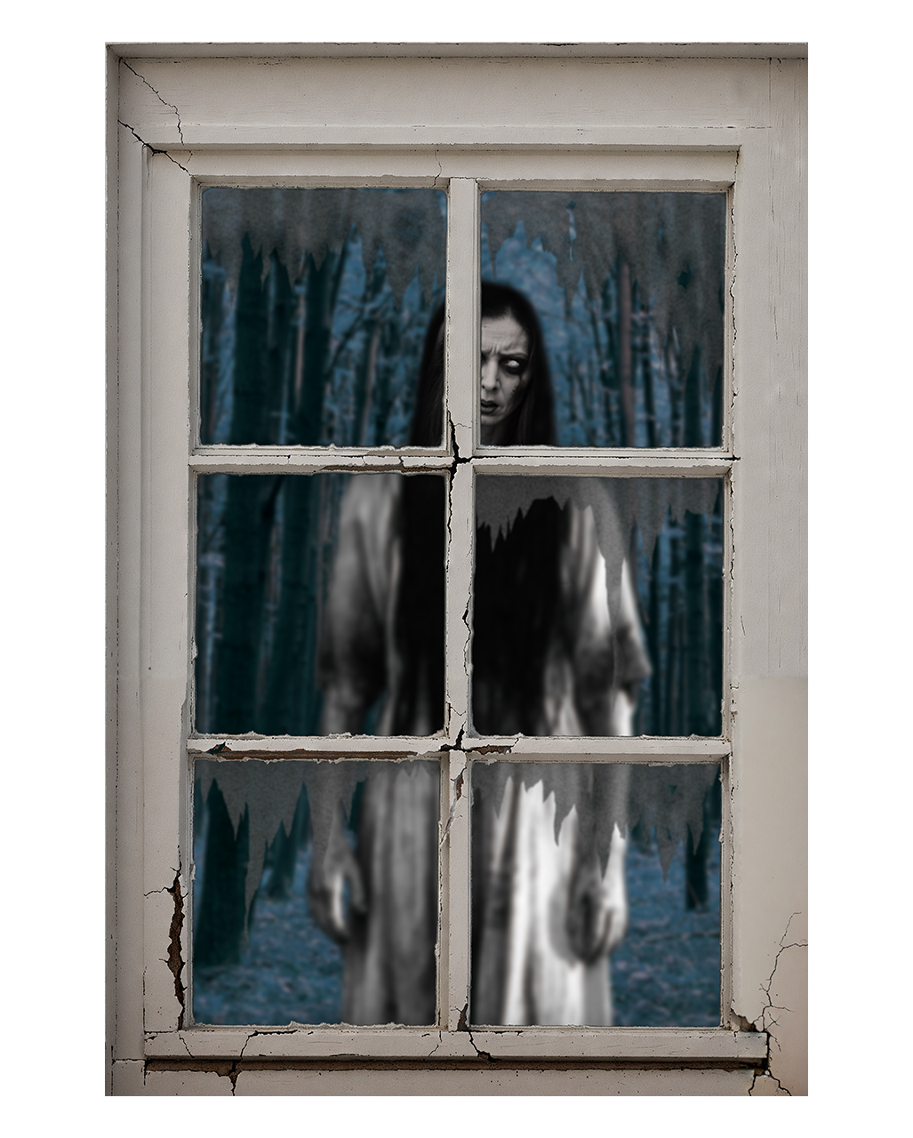 Spooky Ghost Girl Halloween Window Decoration | Horror-Shop.com