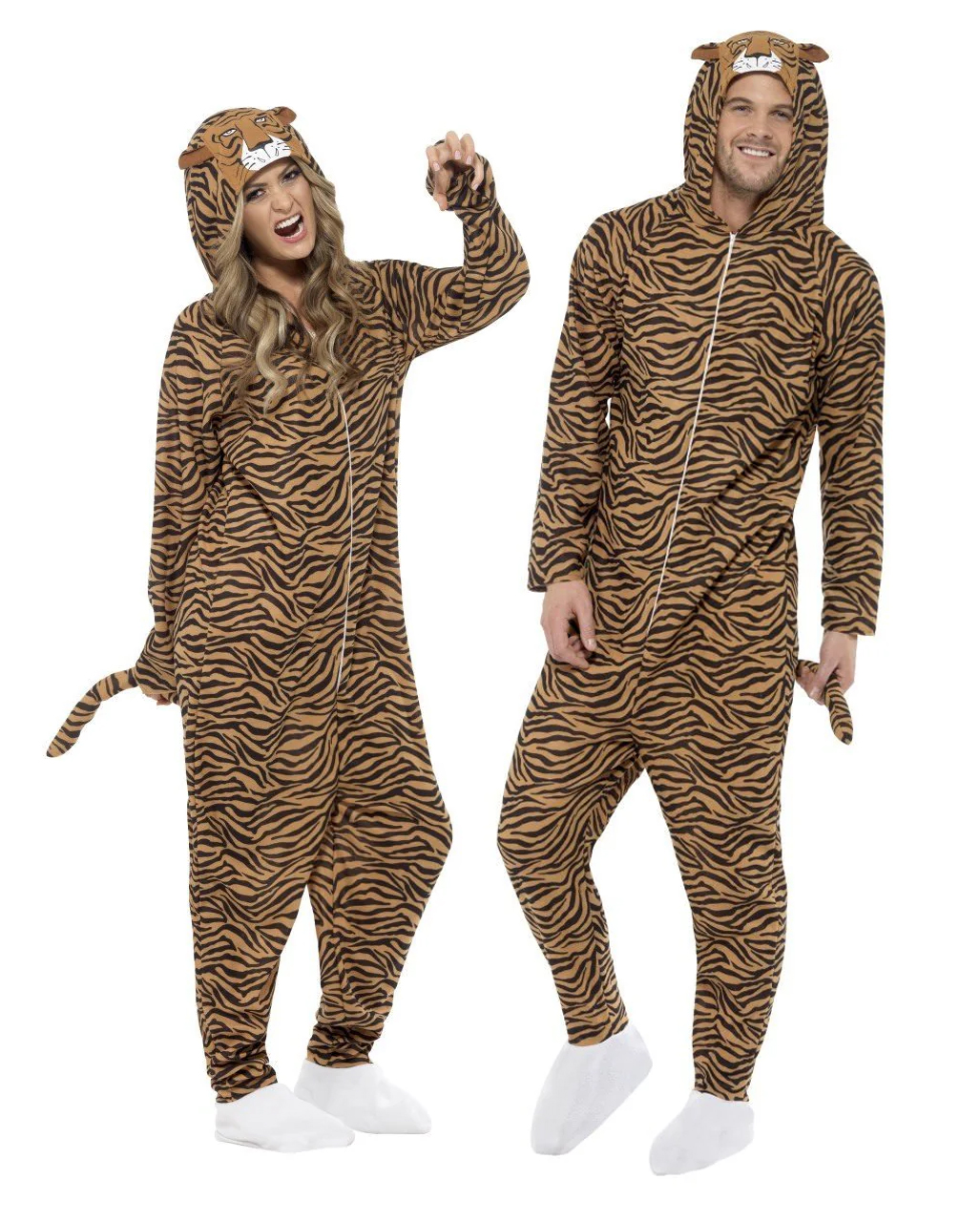 Tiger Onesie mit Kapuze Unisex für Karneval kaufen! | Horror-Shop.com