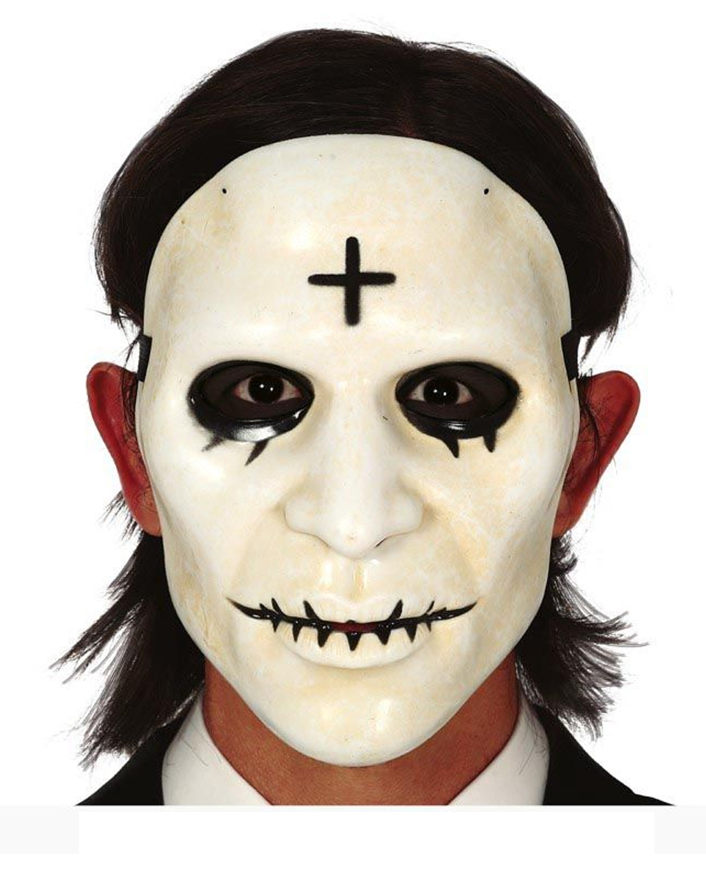 White PVC Mask With Cross Masks online | Horror-Shop.com