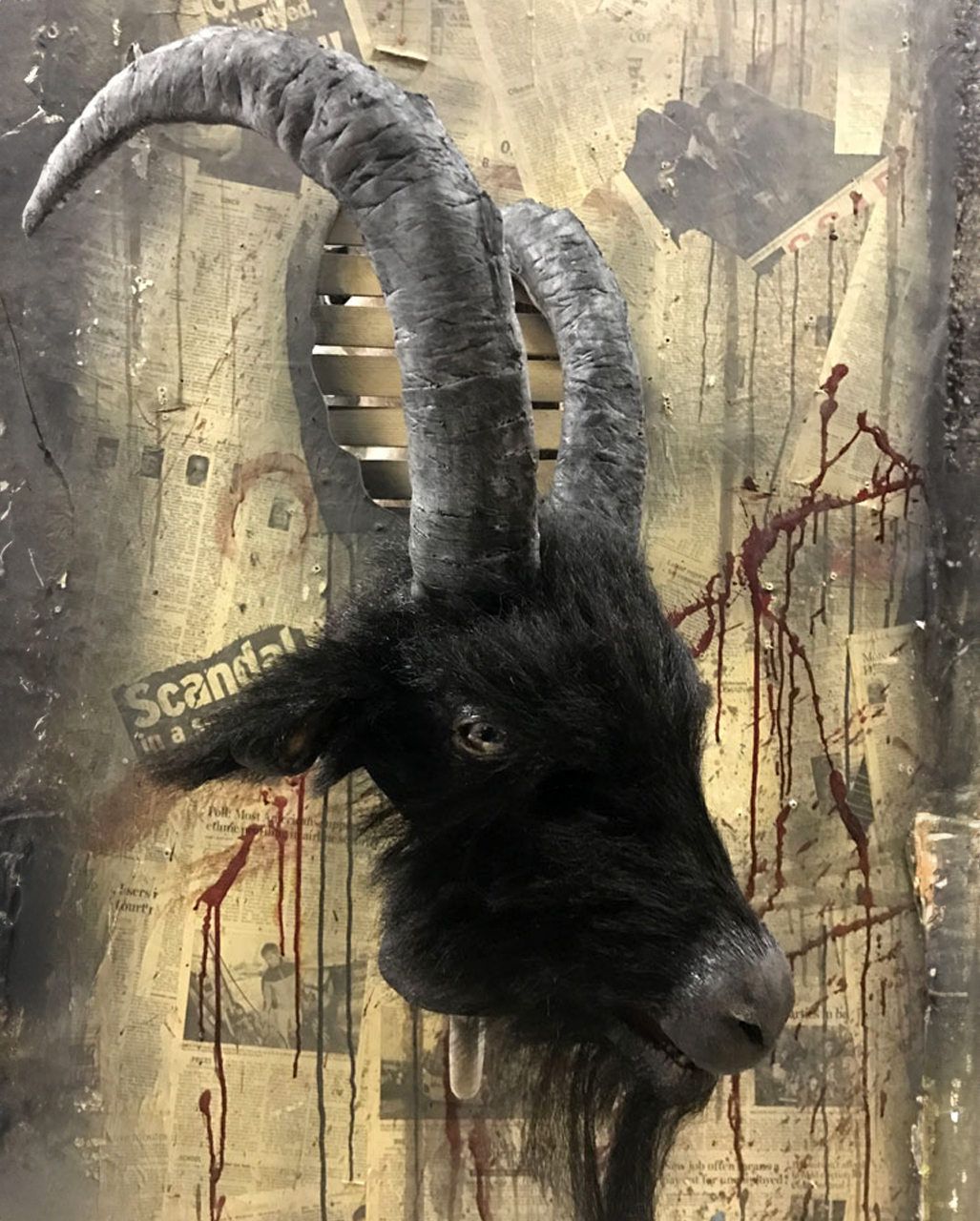 Baphomaniac Billy Goat Mask With Horns Halloween mask | Horror-Shop.com