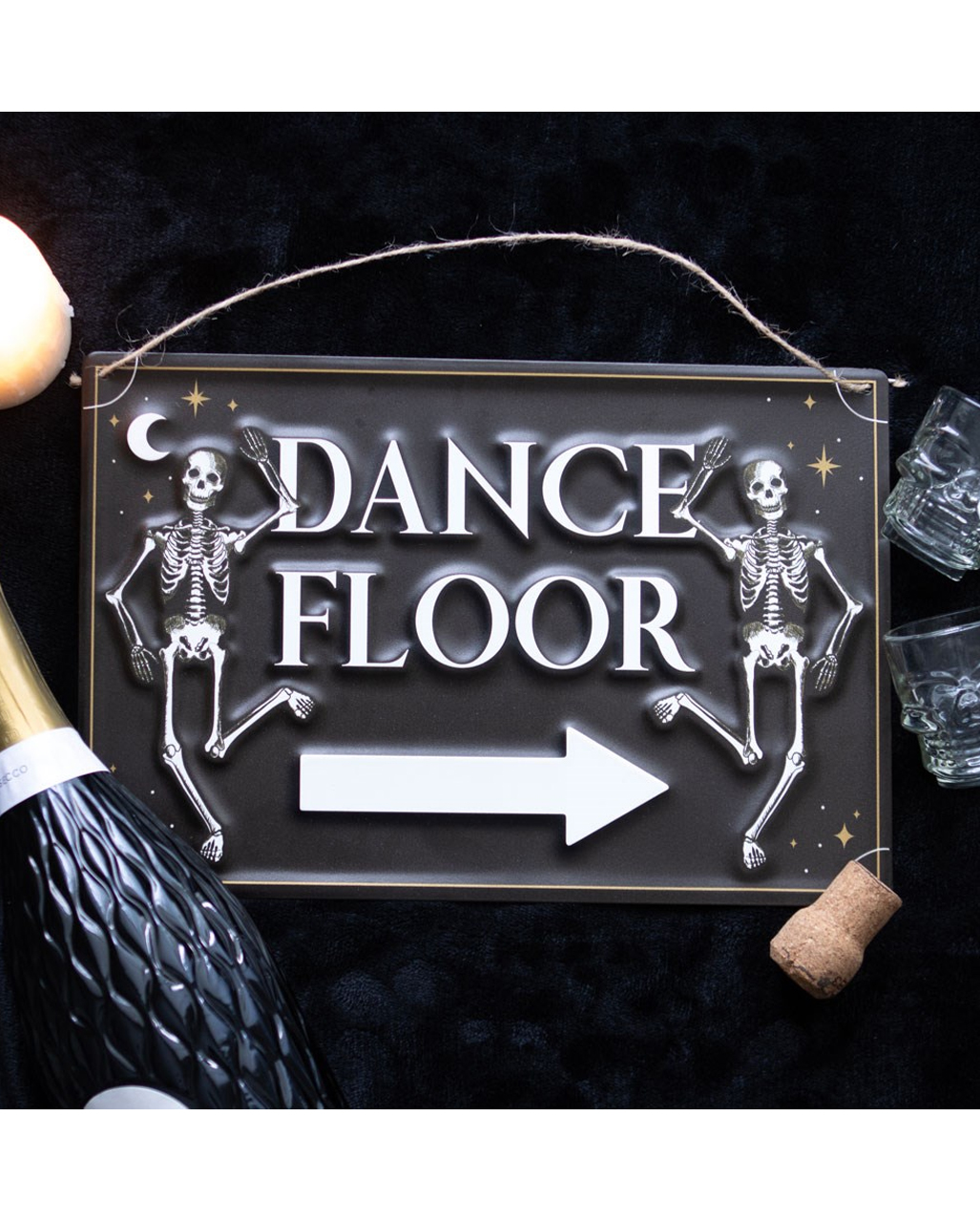 "Dance Floor" Metal Sign With Dancing Skeletons 30x20cm ★ | Horror-Shop.com
