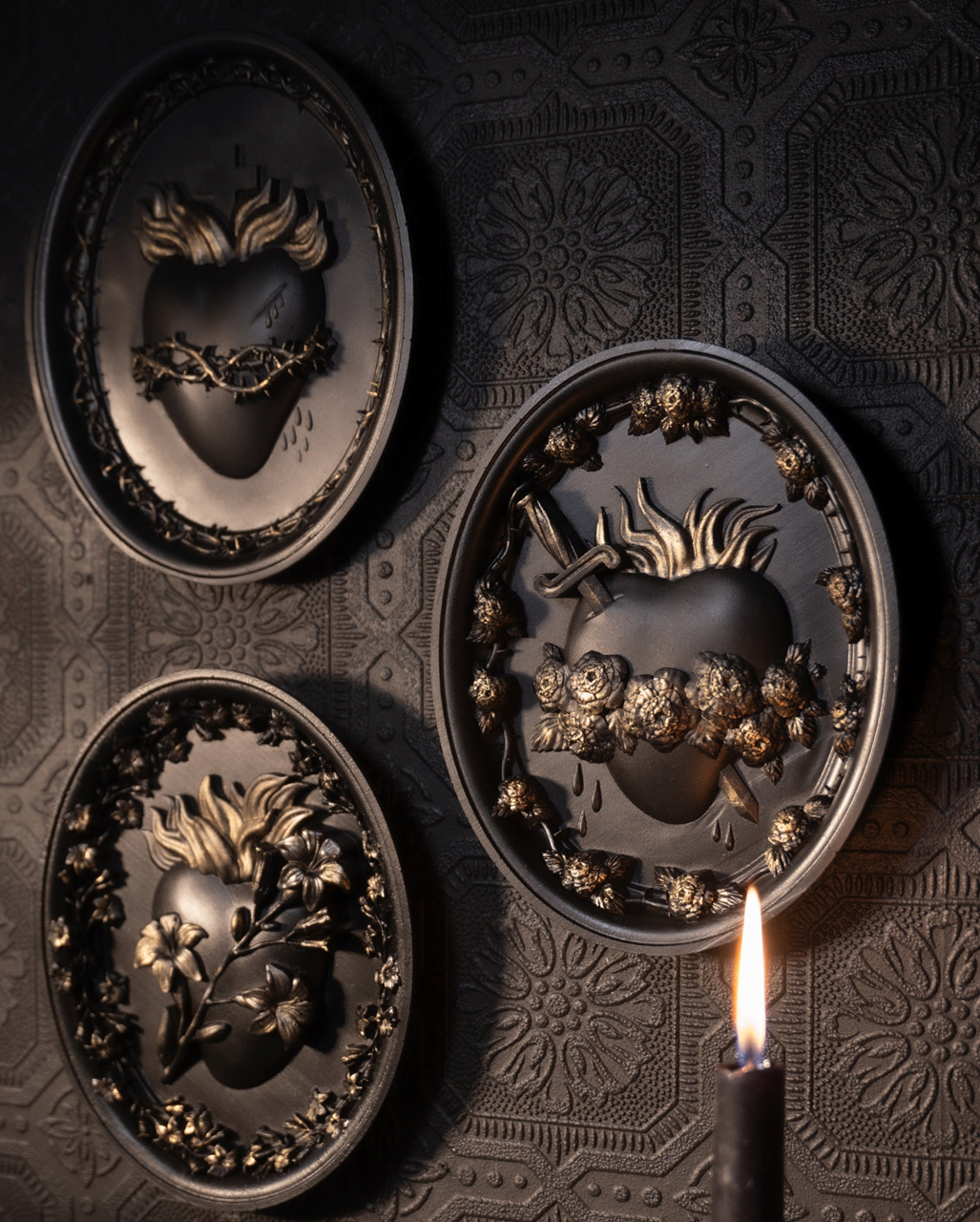 Sacred Heart Gothic Mural With Wreath Of Thorns 20cm ★ | Horror-Shop.com