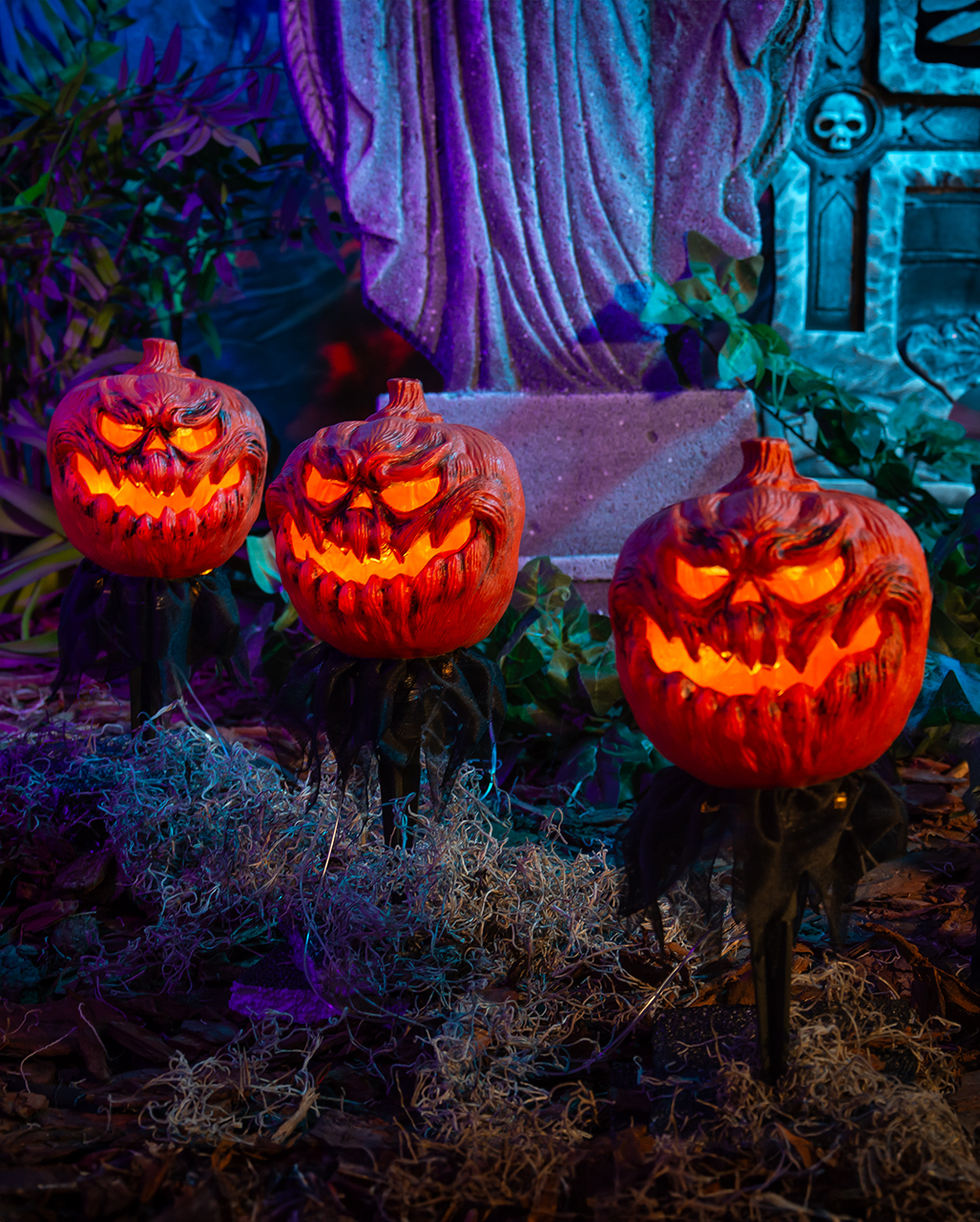 Halloween Pumpkin With Ground Spike Set Of 3 🎃 Garden decoration ...