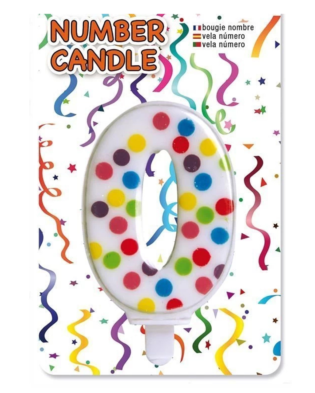 Confetti Number Candle No. 0 (6,5cm) | cake decoration | Horror-Shop.com