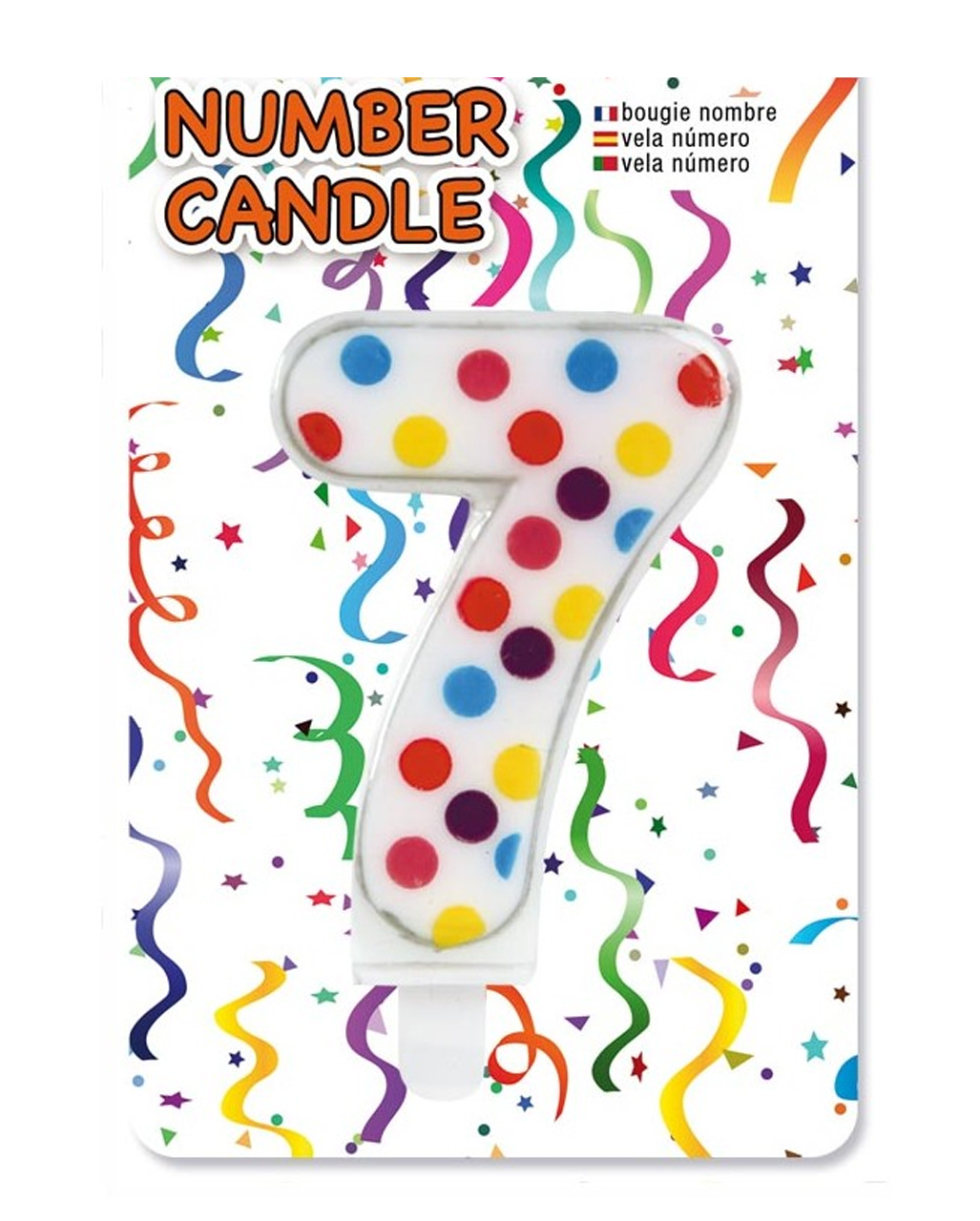 Confetti Number Candle No. 7 (6,5cm) | cake decoration | Horror-Shop.com