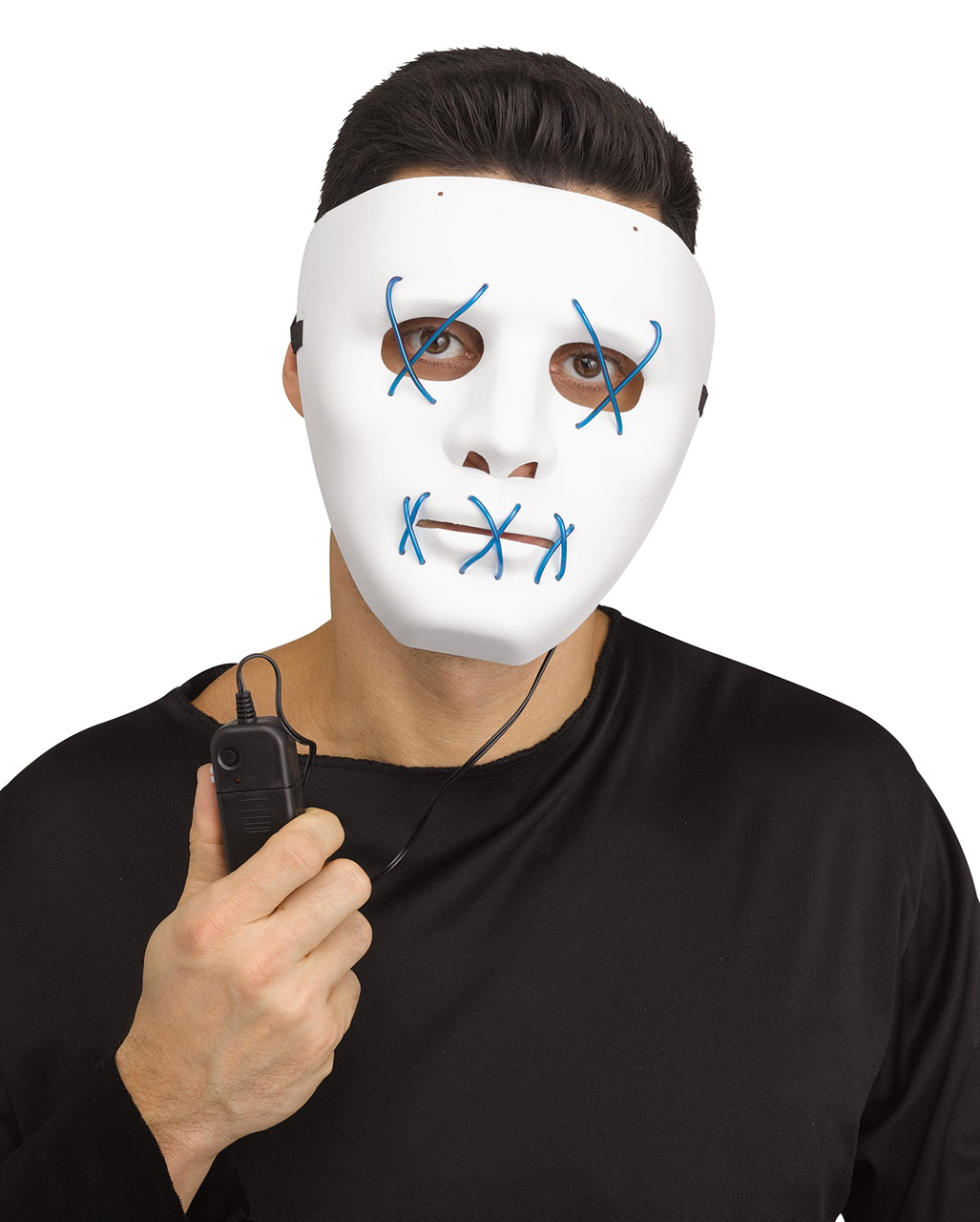 Glowing LED Mask Blue - White order | Horror-Shop.com