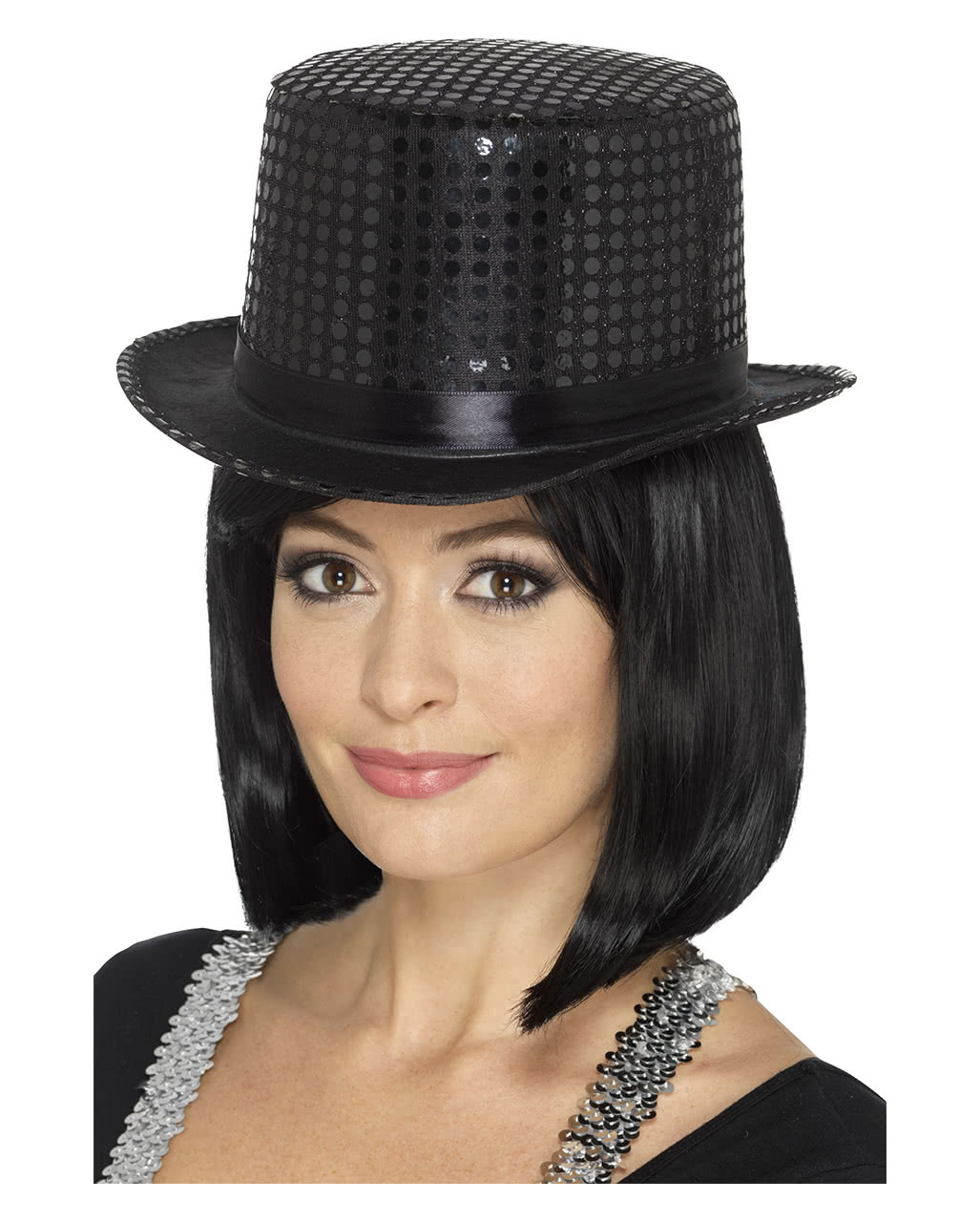 Sequin Top Hat Black for Halloween | Horror-Shop.com