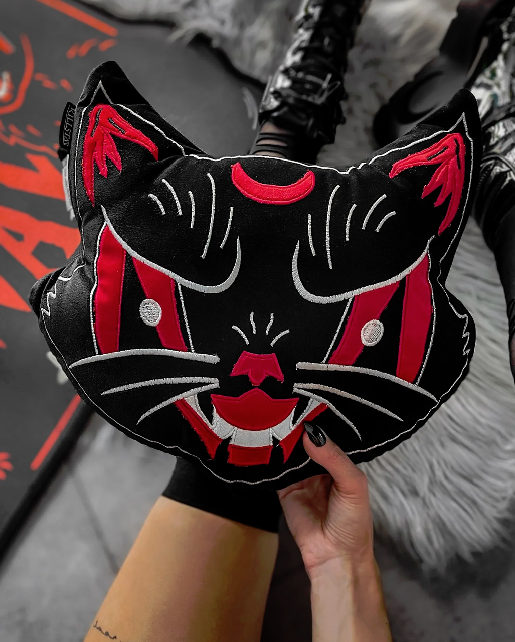 KILLSTAR Purr Evil Cushion ★ Gothic decorative pillow | Horror-Shop.com