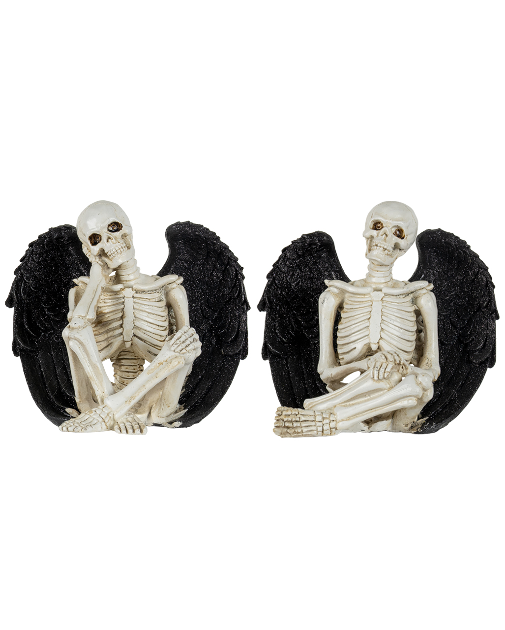 Skeleton Angel With Black Glitter Wings 8cm ★ Gothic decoration ...
