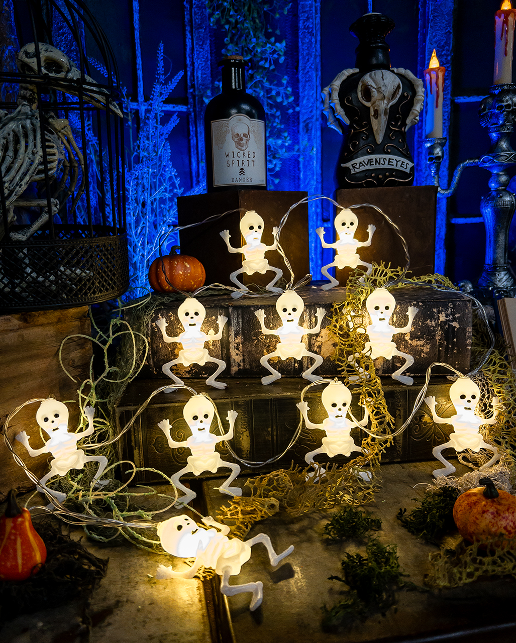 Skeleton Fairy Lights With 10 LEDs | Halloween decoration | Horror-Shop.com