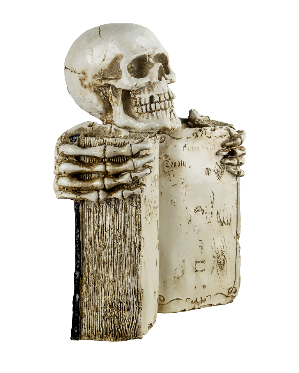 Skeleton Bust With Spellbook & LED Eyes 34cm as an eye-catcher | Horror ...
