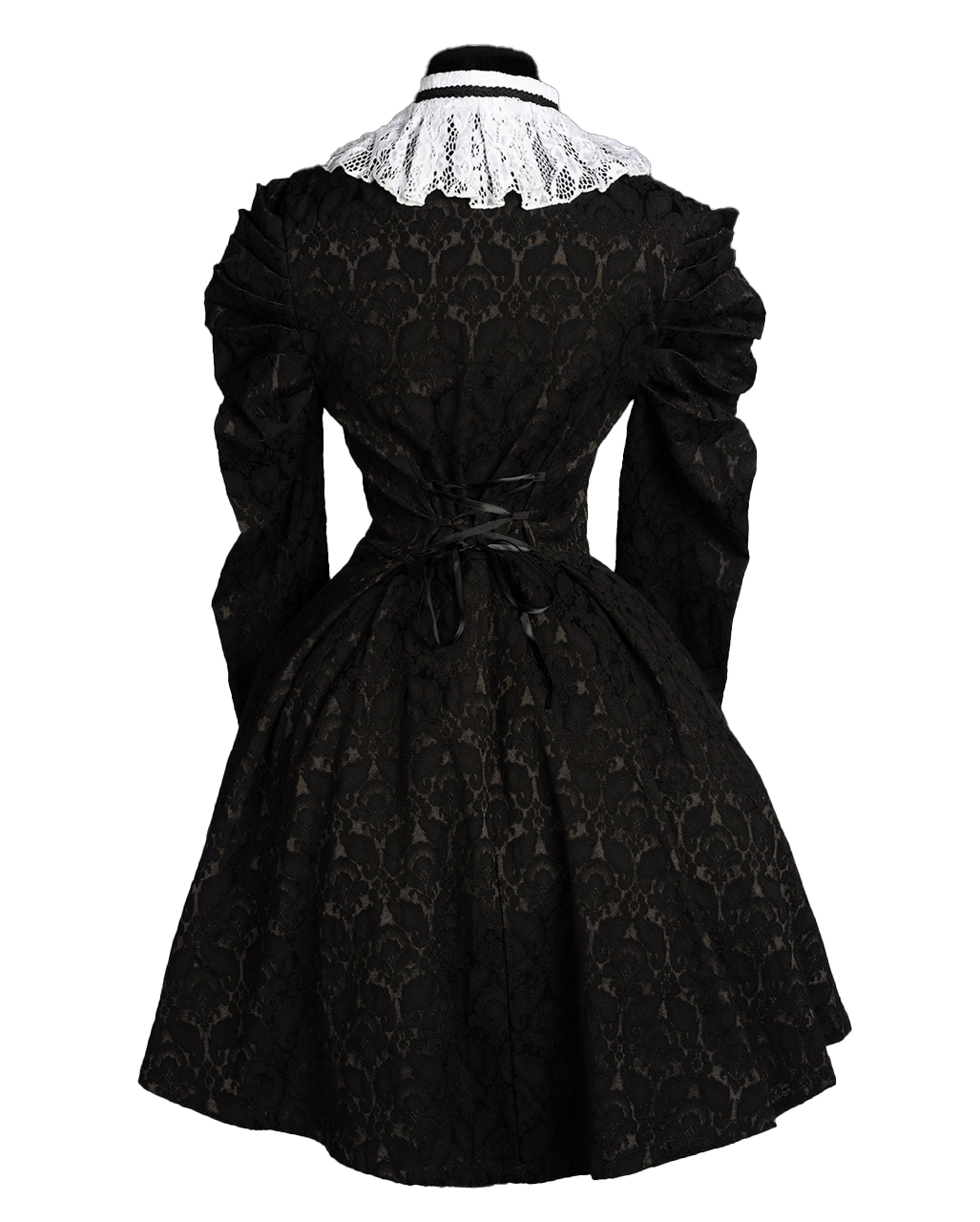 Victorian Brocade Dress With White Lace Collar ★ | Horror-Shop.com
