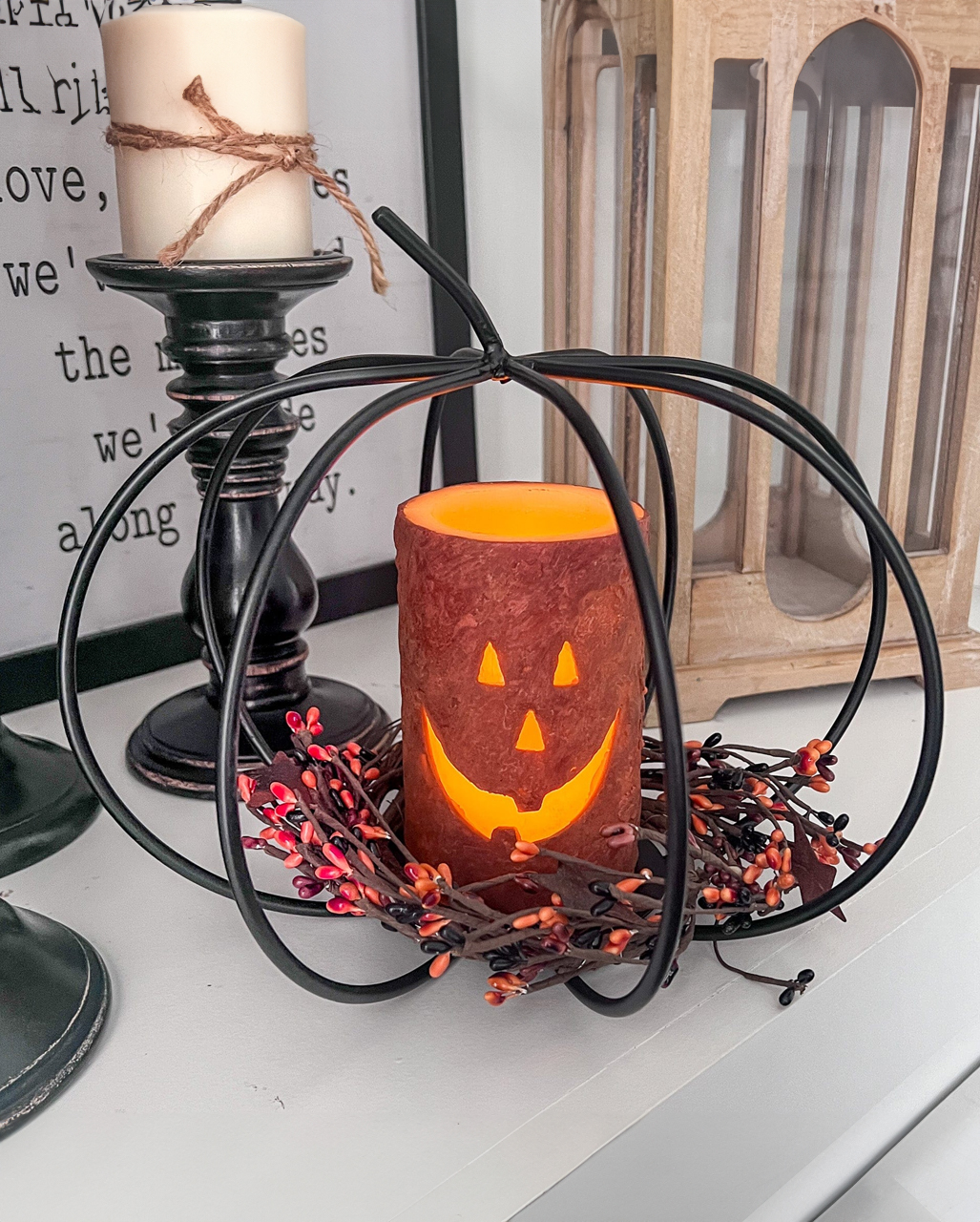 Vintage Jack-O-Lantern LED Wax Pillar with Timer 12cm | Horror-Shop.com
