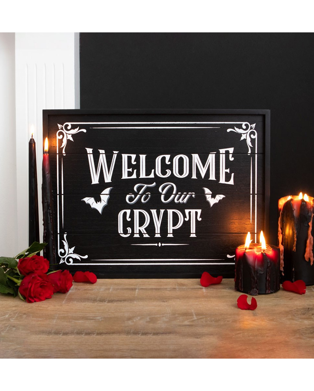 "Welcome To Our Crypt" Mural 40cm | Gothic home decor | Horror-Shop.com