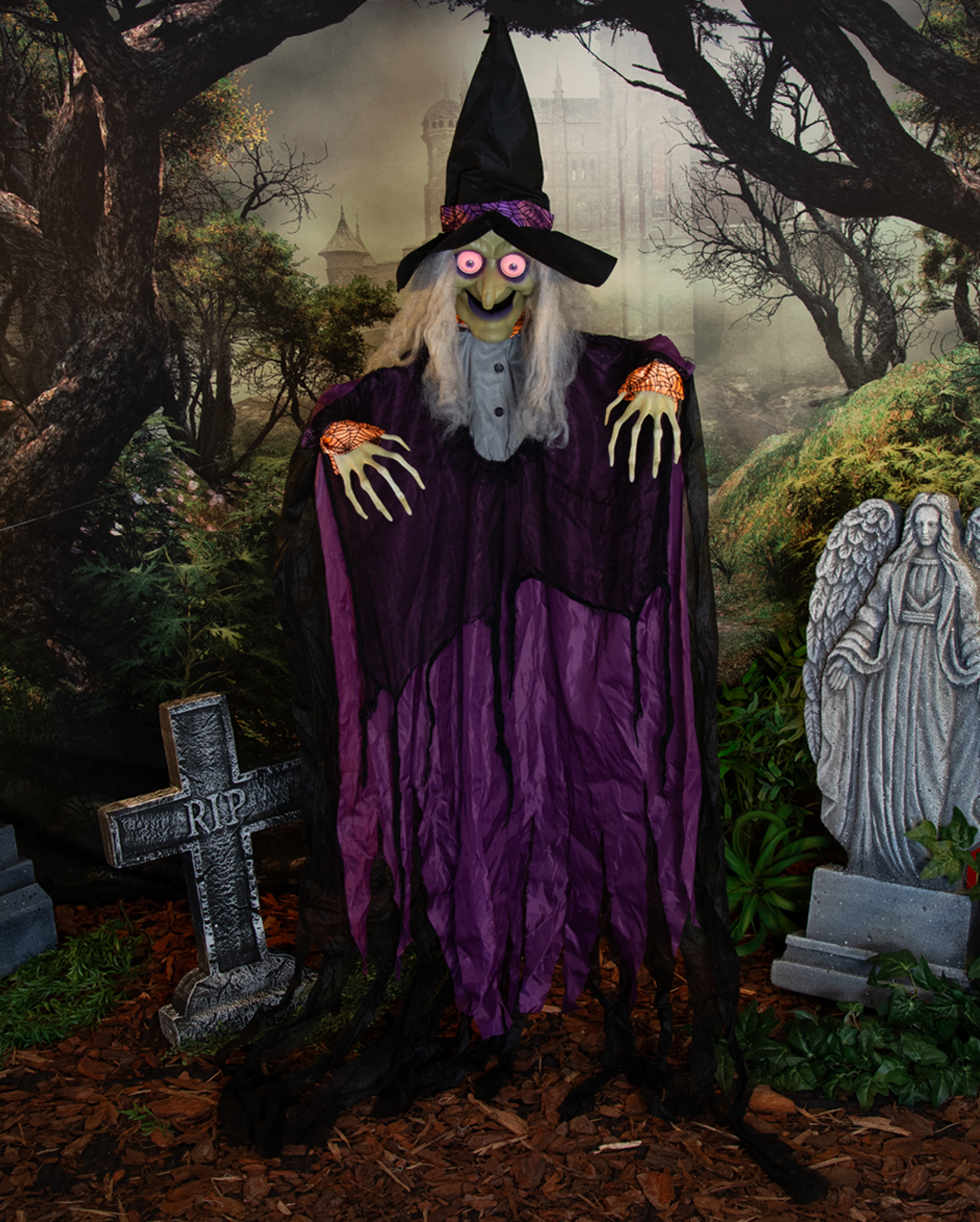 Agatha Hexe mit beweglichen Augen & Mund 183cm | Horror-Shop.com