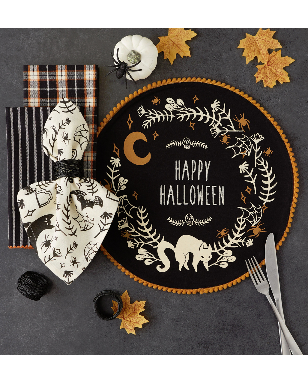 Black Magic Cotton Napkin 50cm ★ Halloween Homeware | Horror-Shop.com